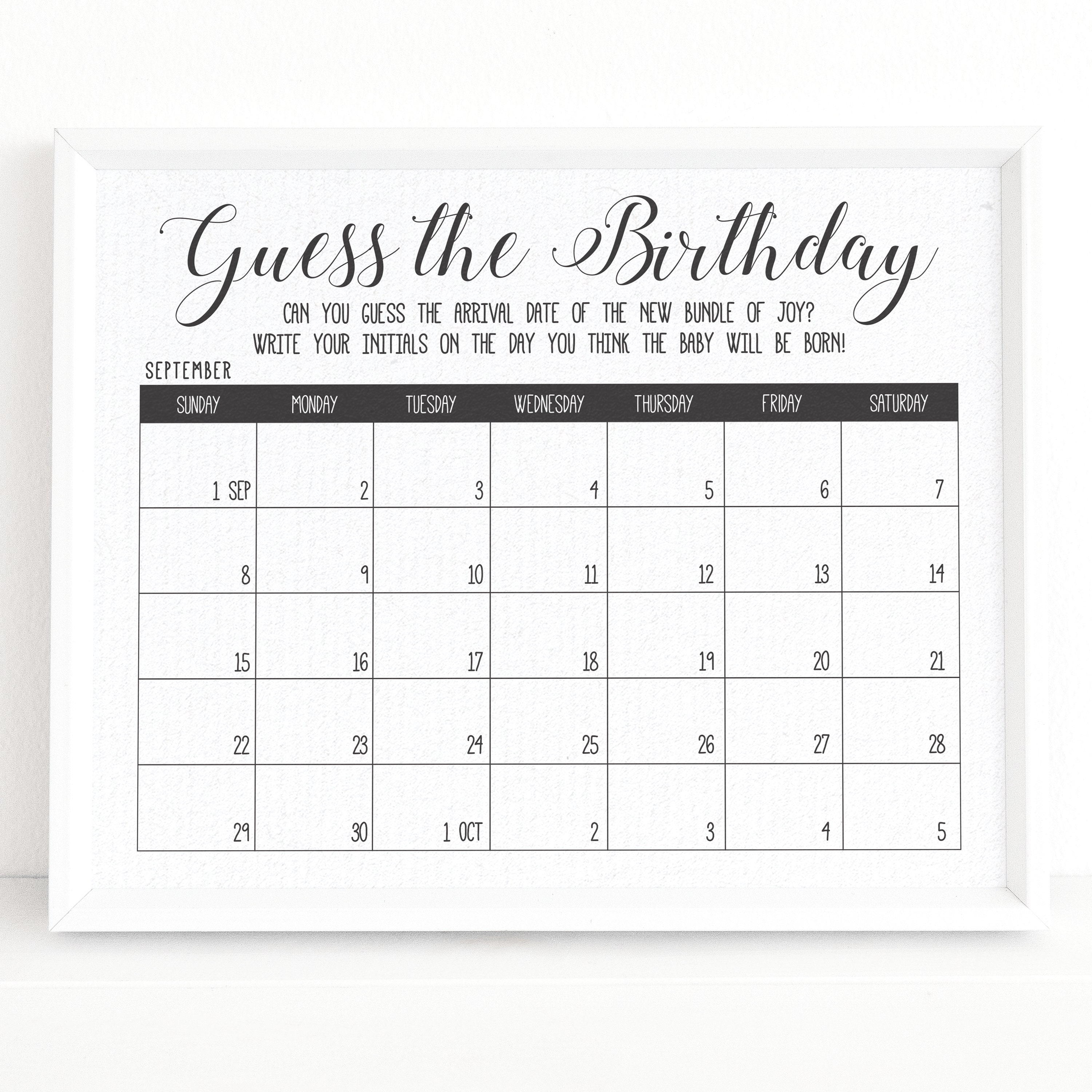Guess the Birthday Baby Shower Game . Guess the Birth Date | Etsy
