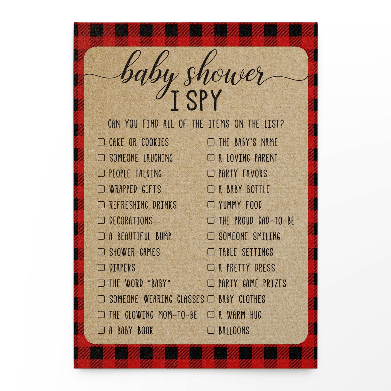 Baby Shower I Spy . I Spy Scavenger Hunt for Baby Shower . | Etsy