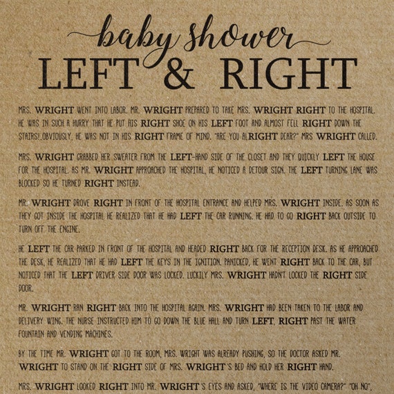 Left Right Baby Shower Game Printable Left or Right Storybook - Etsy