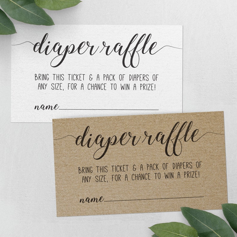 Diaper Raffle Ticket Printable Diaper Raffle Insert Diaper - Etsy