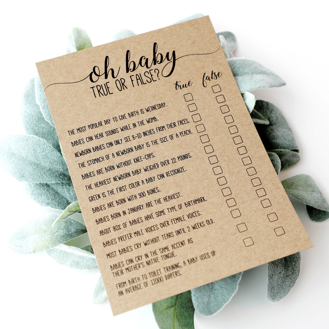 Baby Shower True or False Game . Oh Baby True or False Baby - Etsy Ireland