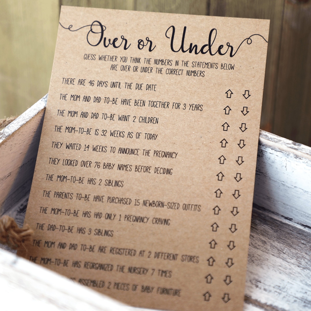 Editable Over or Under, Over or Under Baby Shower Game, Baby Shower ...