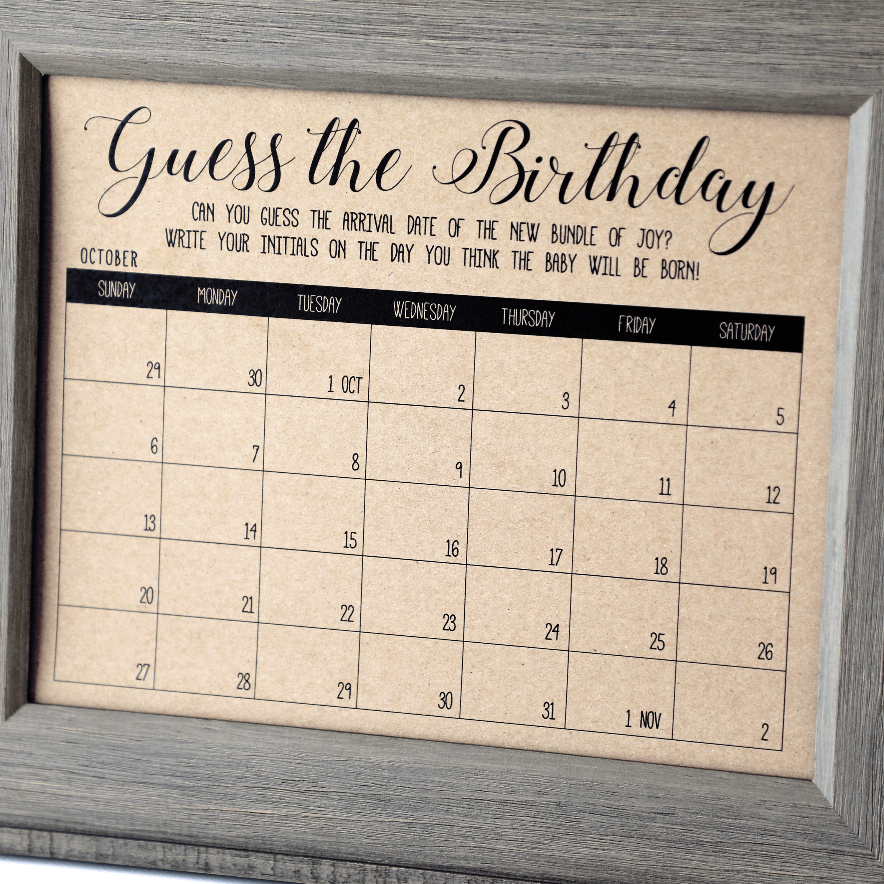 Guess the Birthday Baby Shower Game . Guess the Birth Date | Etsy