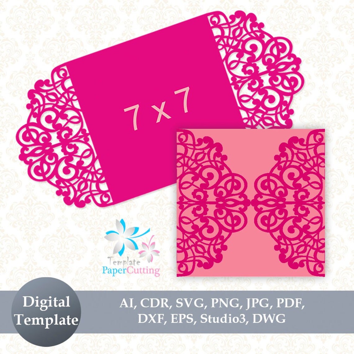 Plantilla de invitación de boda SVG DXF ai CRD eps - Etsy España