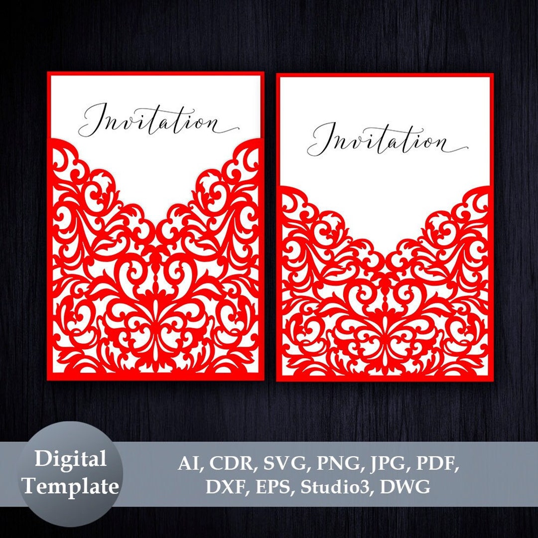 Wedding Invitation Template - SVG, DXF, Ai, CRD, Eps - Laser Paper Cut ...