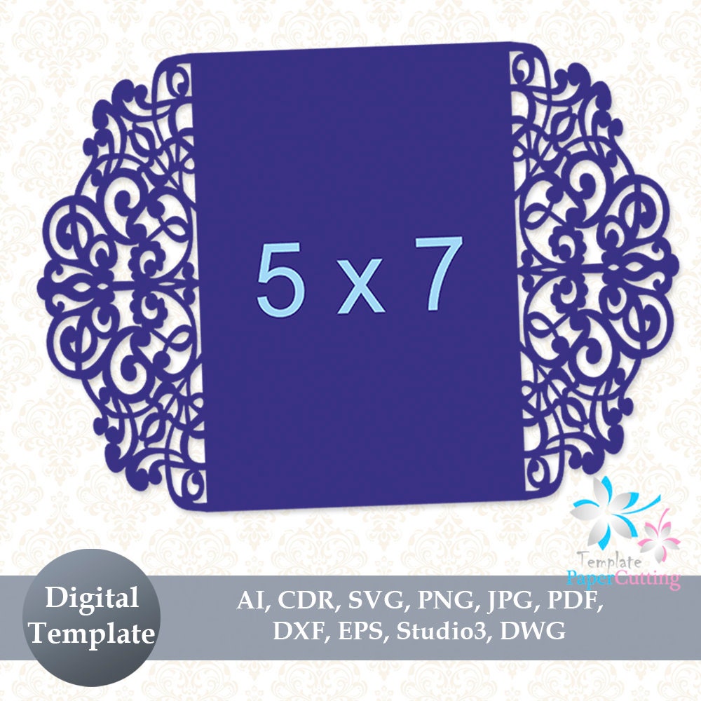 Plantilla de invitación de boda SVG, DXF, ai, CRD, eps Corte de papel ...