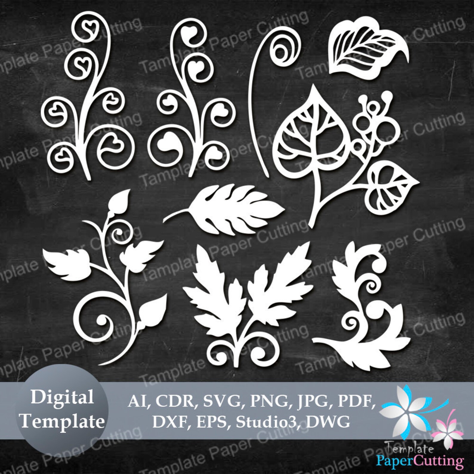 Leaves SVG Files, Clipart PNG, Transparent Included, SVG Template ...