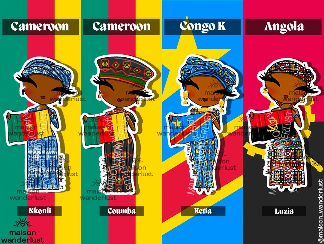 Sticker | Cameroon, Congo Kinshasa & Angola - Illustration of ...