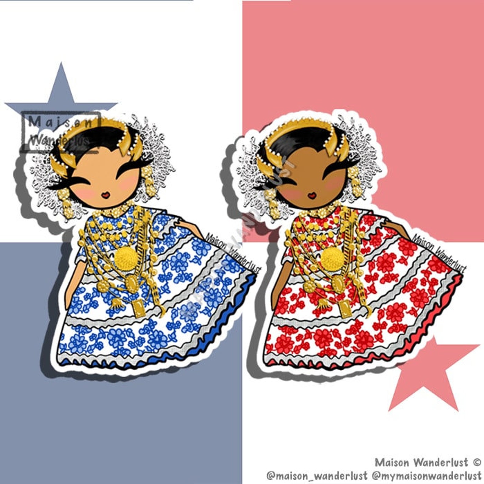 La Pollera vestido tradicional panameño Panamá | Etsy