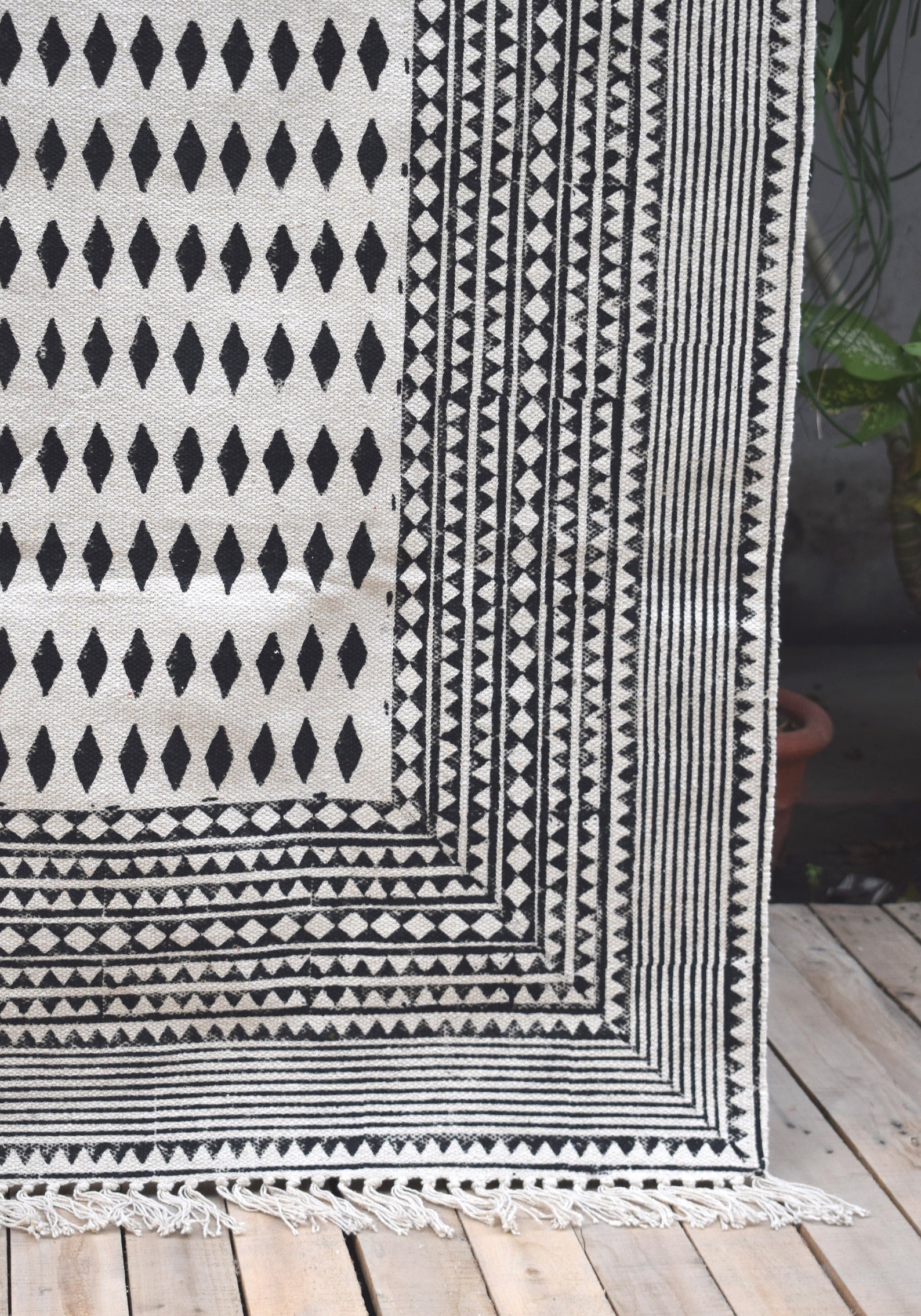 5x8ft Rug Aztec Printed Cotton Rug Black and White - Etsy