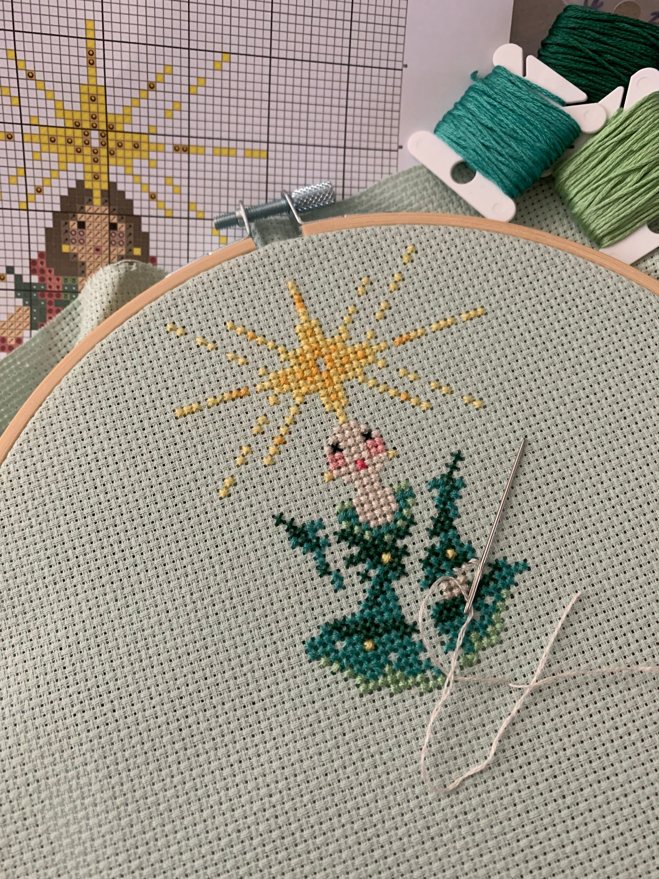 Cross Stitch Christmas Tree Party Girl Design - Etsy