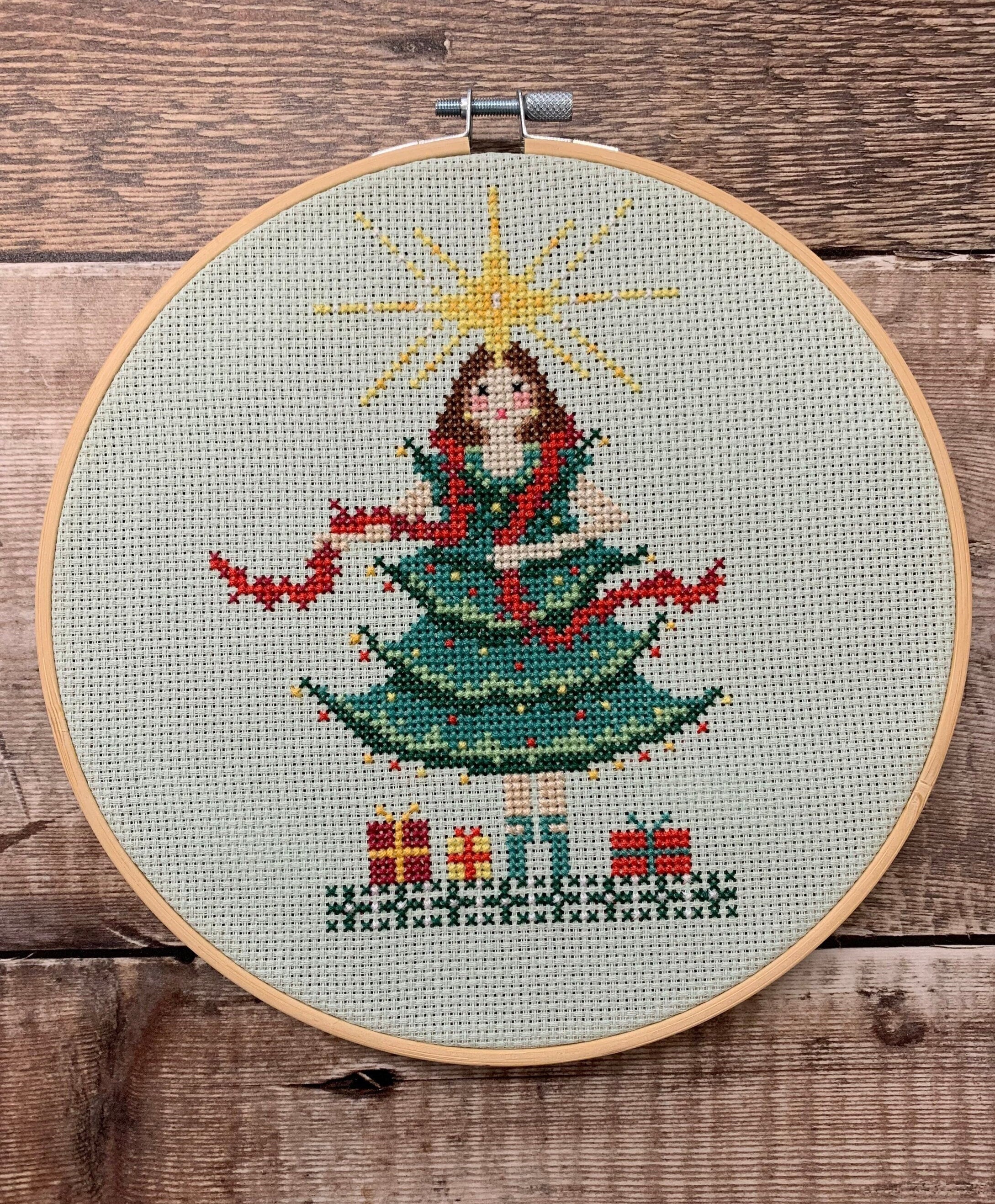 Cross Stitch Christmas Tree Party Girl Design - Etsy