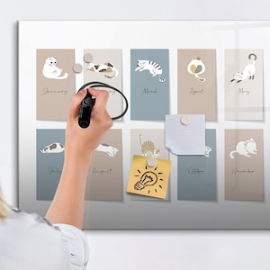 Cat Calendar Magnetic Board, to Do List, Beige Idea Board, to Do List ...