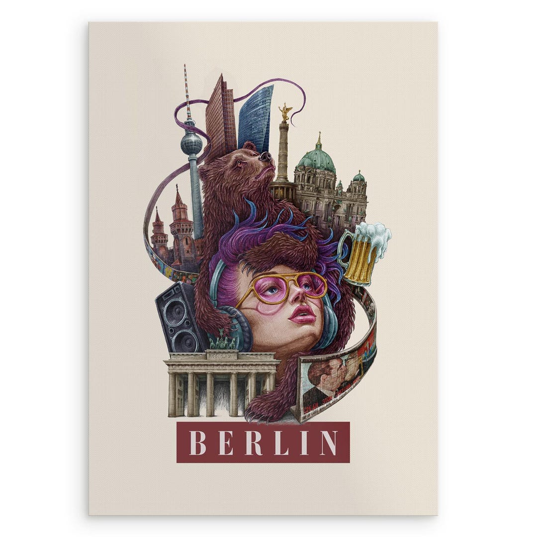 Portrait of Berlin, Wall Decor, Wall Decor, Frameless Canvas Print ...