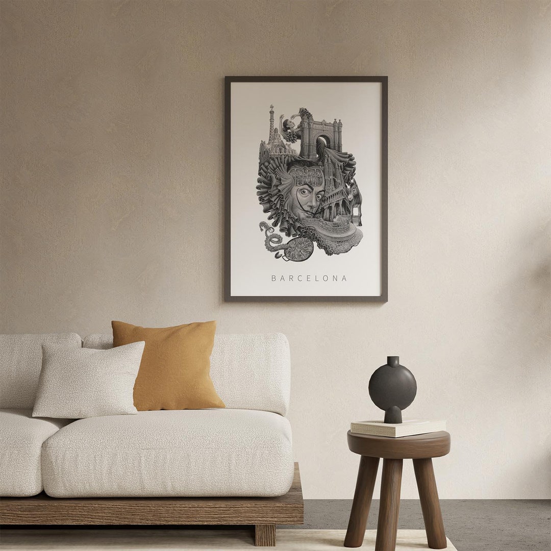 Black and White Barcelona City Art Frame, Barcelona City Wall Art, Wall ...
