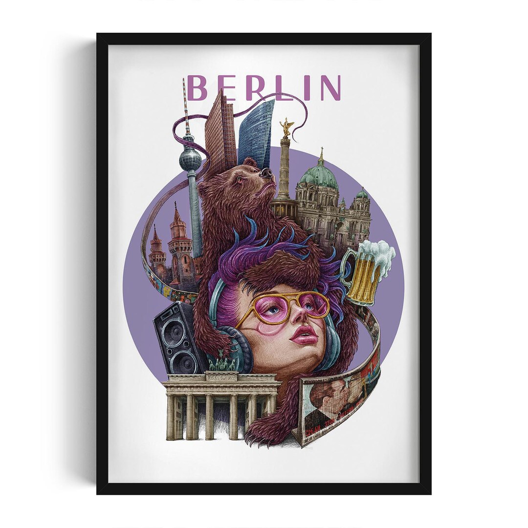 Purple Background Berlin City Art Frame, Berlin City Wall Art, Wall Art ...
