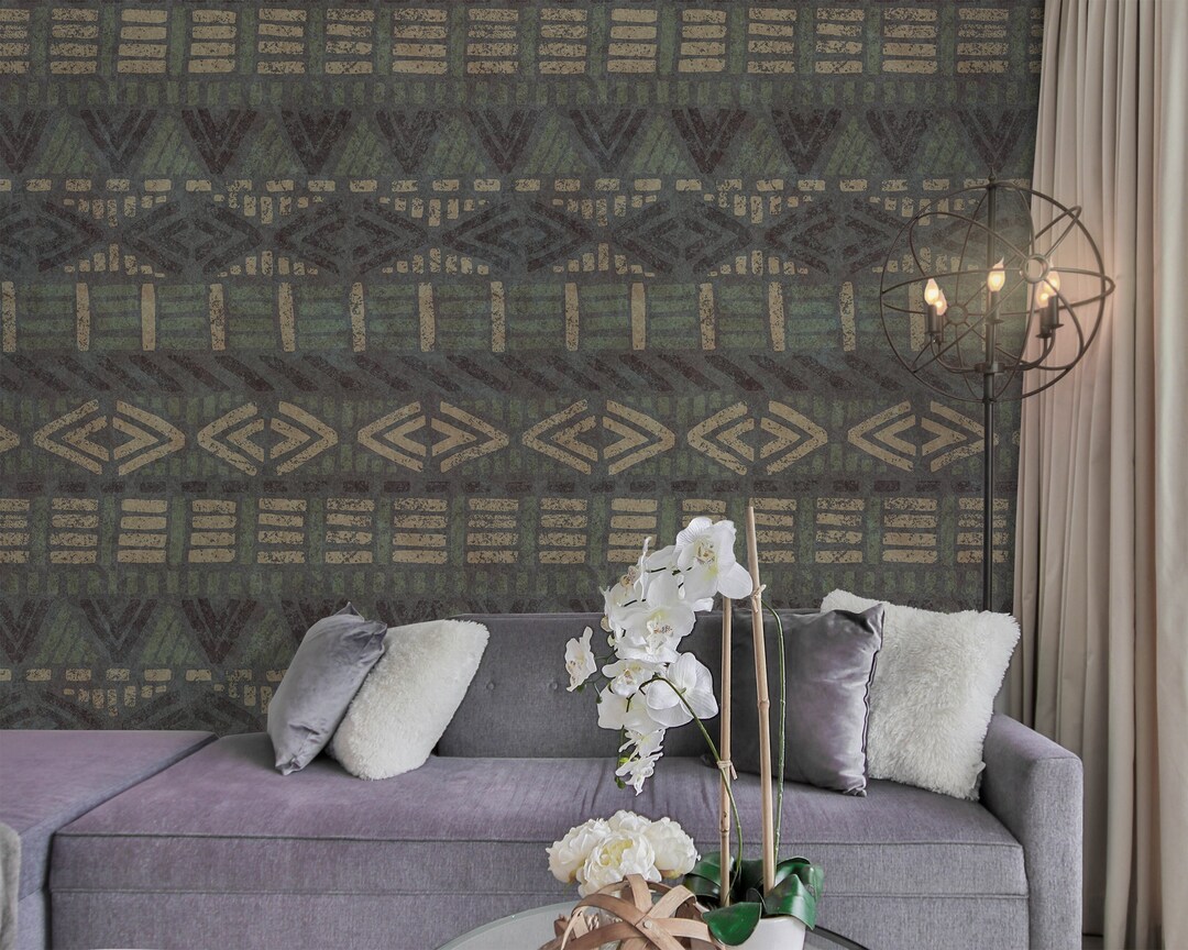 Wall Covering, Aztec Patterns Wallpaper, Blue Wallpaper, Beige ...