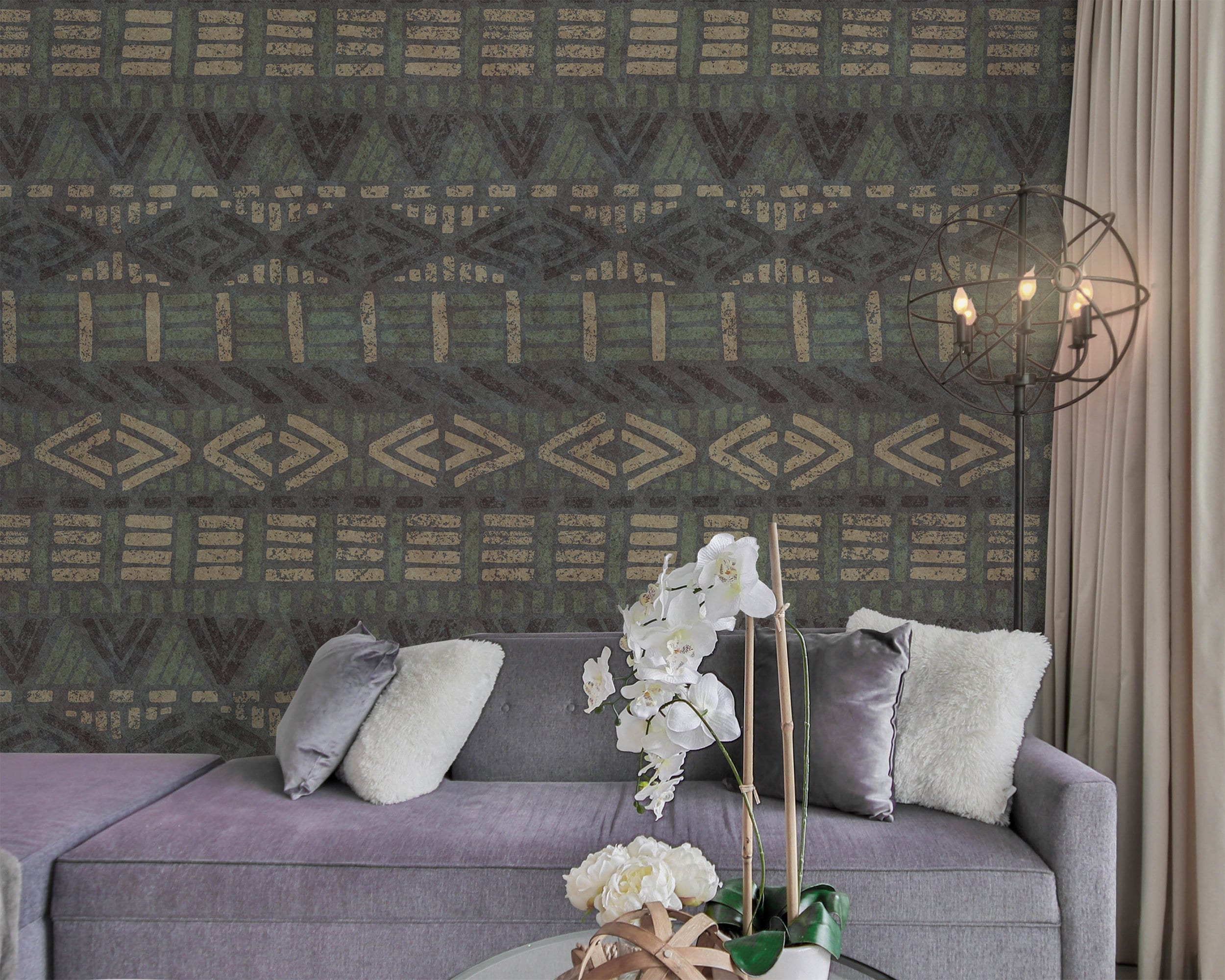 Blue Aztec Pattern Wallpaper