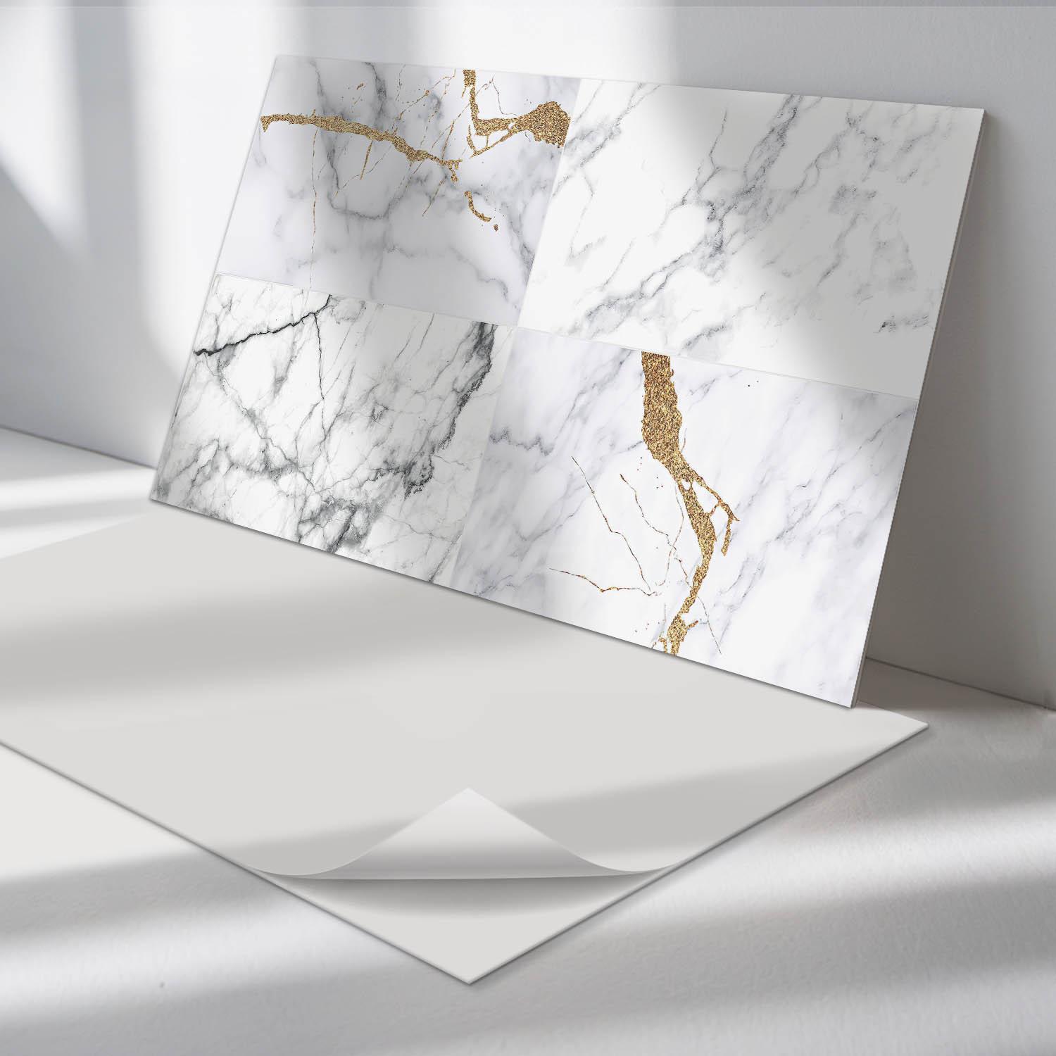 Marbles With Veins Panel Stickers, White Self Adhesive Panels ...