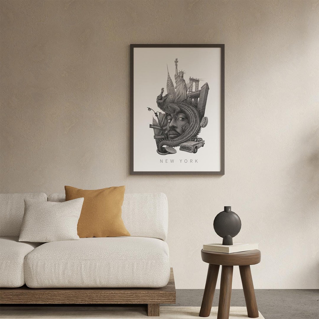 Black and White New York City Art Frame, New York Painting in Frame ...