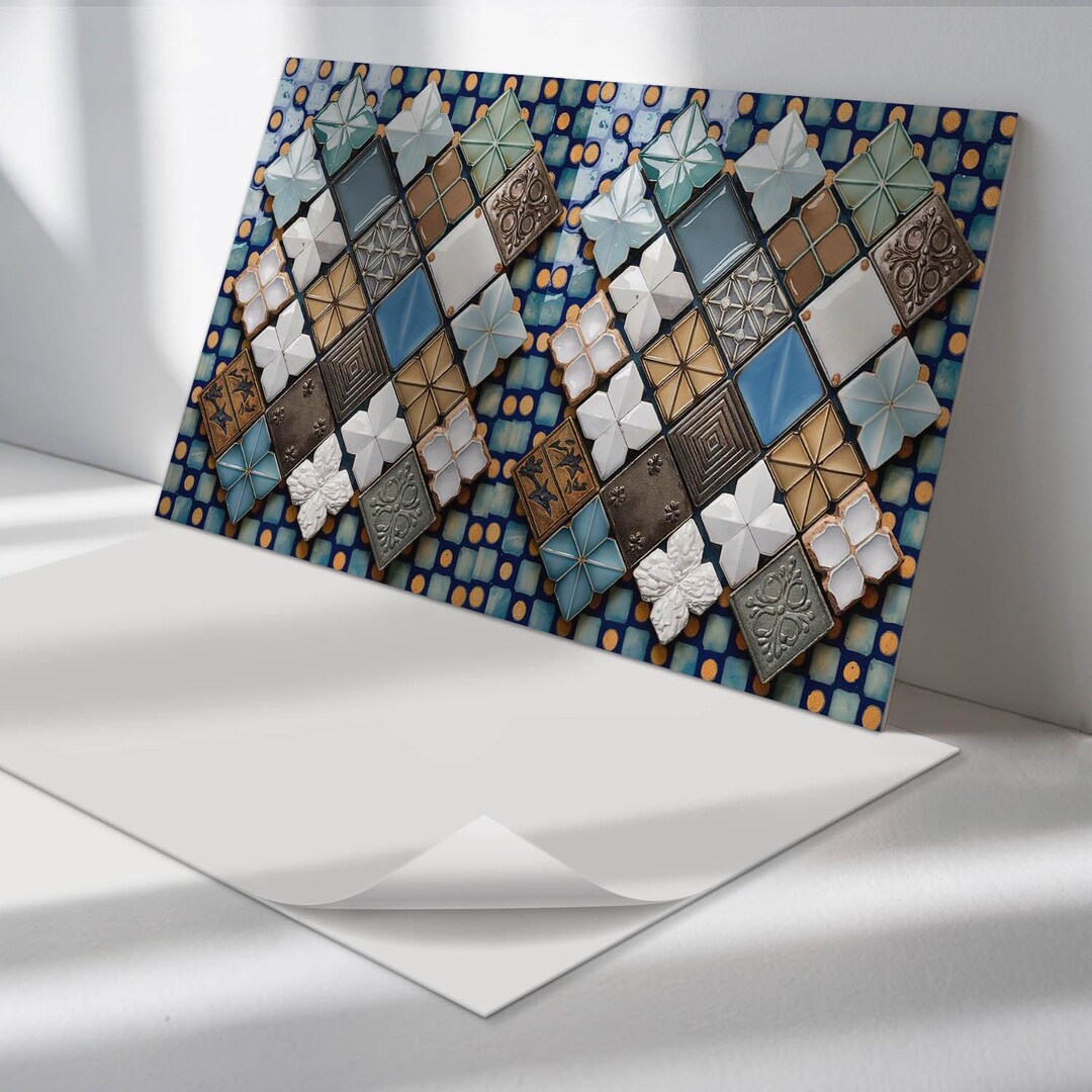 Ceramic Tiles Panel Stickers, Turquoise Self Adhesive Panels ...
