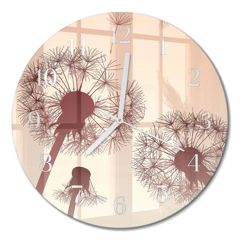 Dandelion Custom Wall Clock, Orange Glass Modern Wall Clock - Square or ...