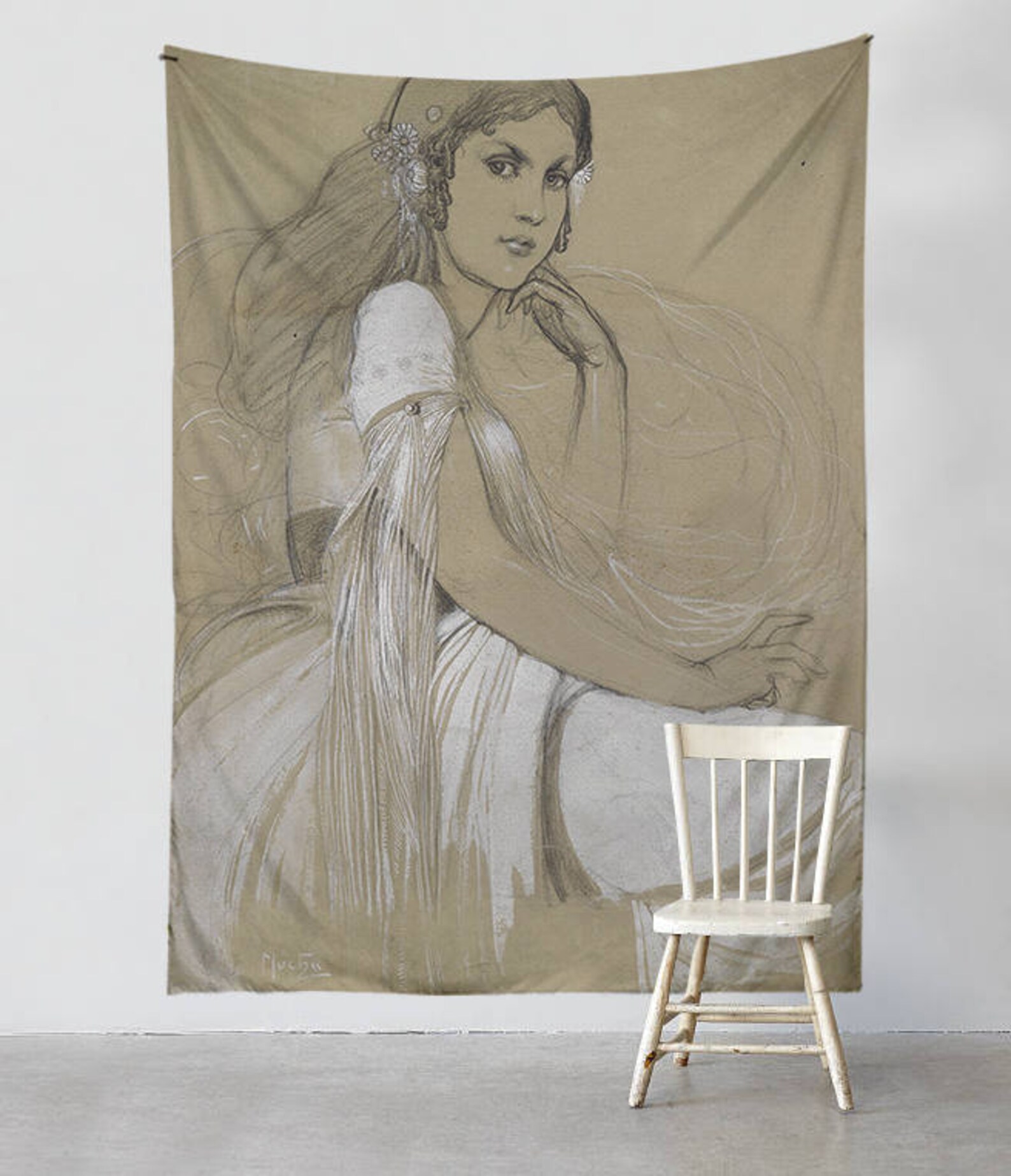 Sketch of Woman- Wall Tapestry - Tapestry - Wall Hangings - Wanderlust ...