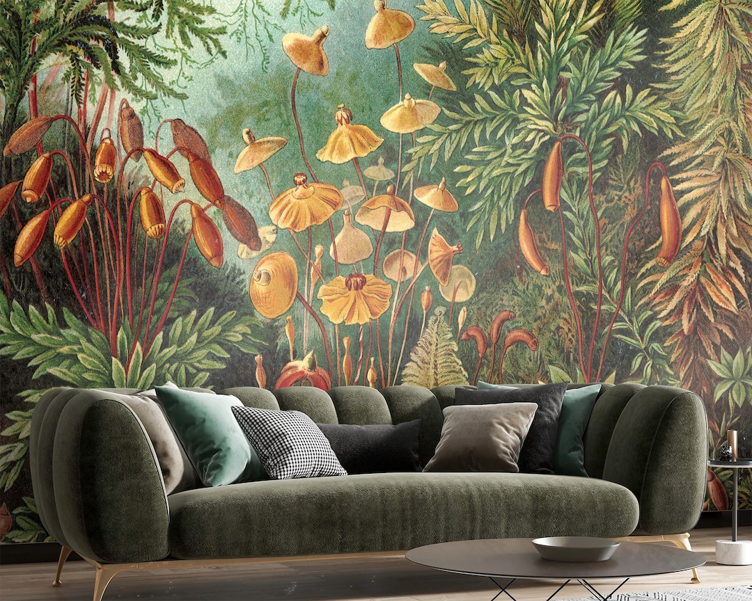 Wall Covering, Amazonian Jungle Wallpaper, Green Wallpaper, Yellow ...