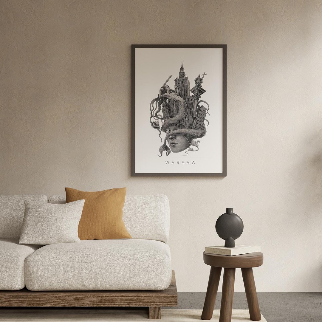 Black and White Warsaw City Art Frame, Warsaw Wall Art in Frame, City ...