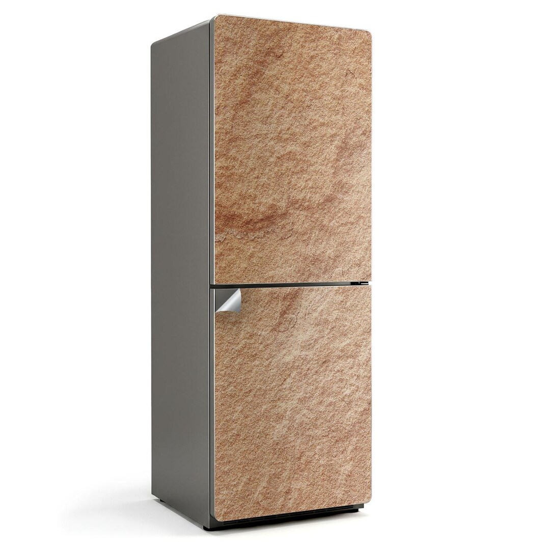 Natural Rock Texture Fridge Door Cover, Beige Refrigerator Sticker ...