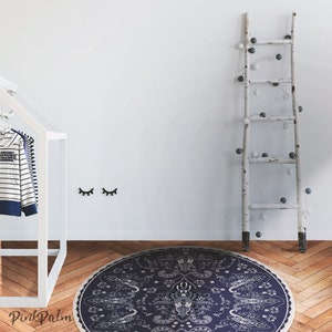 Mangalia Navy Blue Round Vinyl PVC Mat, Linoleum Floor, Area Rug ...