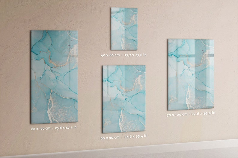 Decorative Marble Magnetic Board, Photo Wall Display, Turquoise Memo ...
