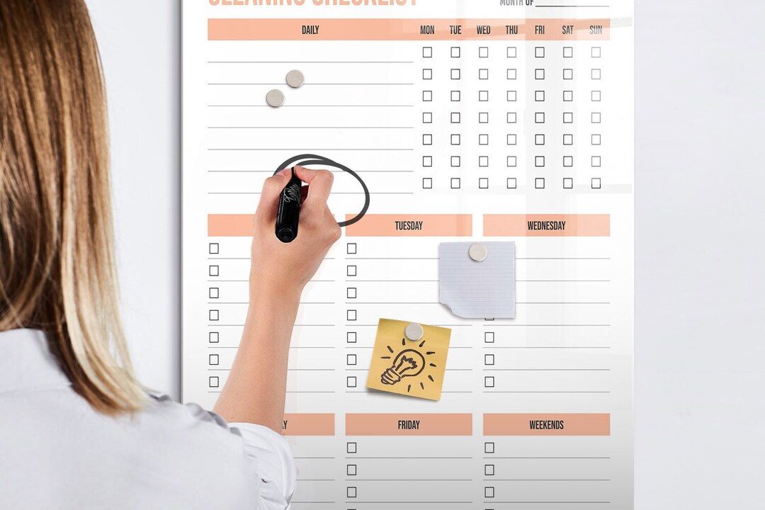 Cleaning Checklist Magnetic Board, Timetable, Orange Bulletin Board, to ...