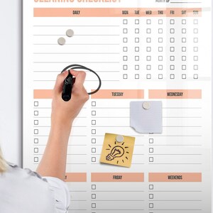 Cleaning Checklist Magnetic Board, Timetable, Orange Bulletin Board, to ...