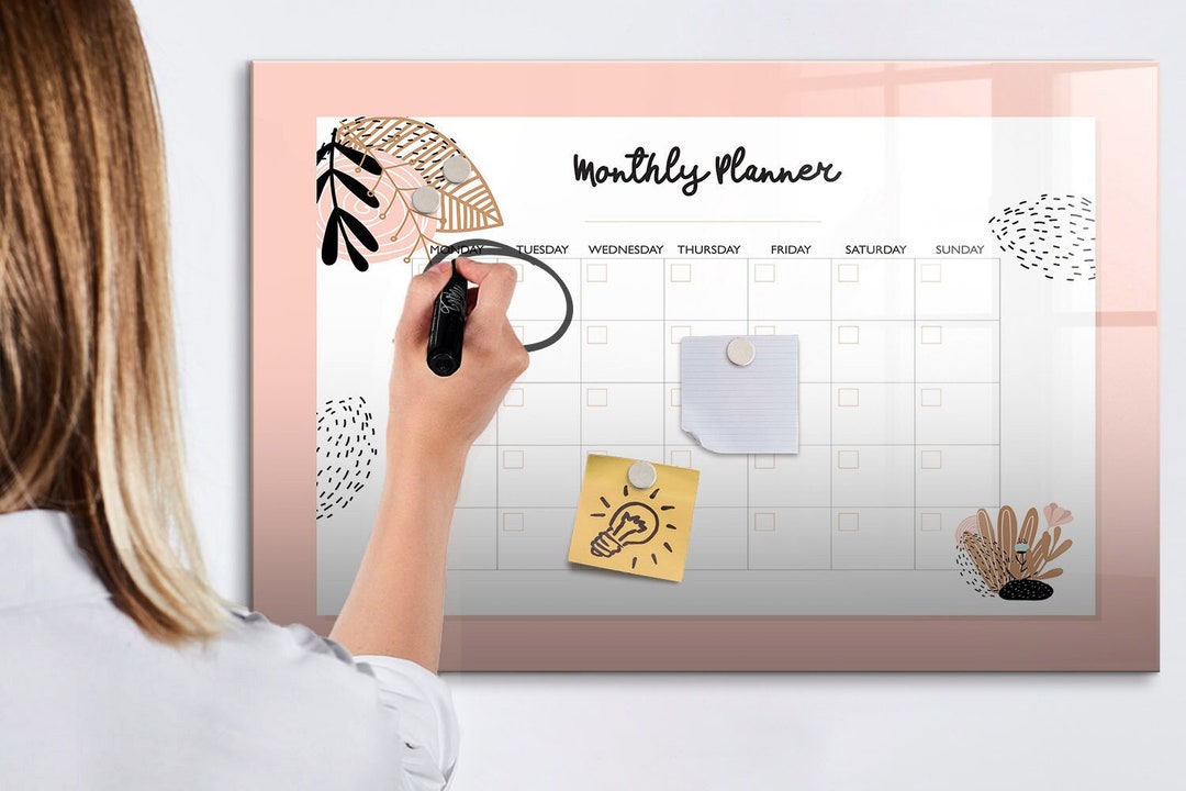 Planner With Flowers Magnetic Board, Memo Board, White Timetable ...