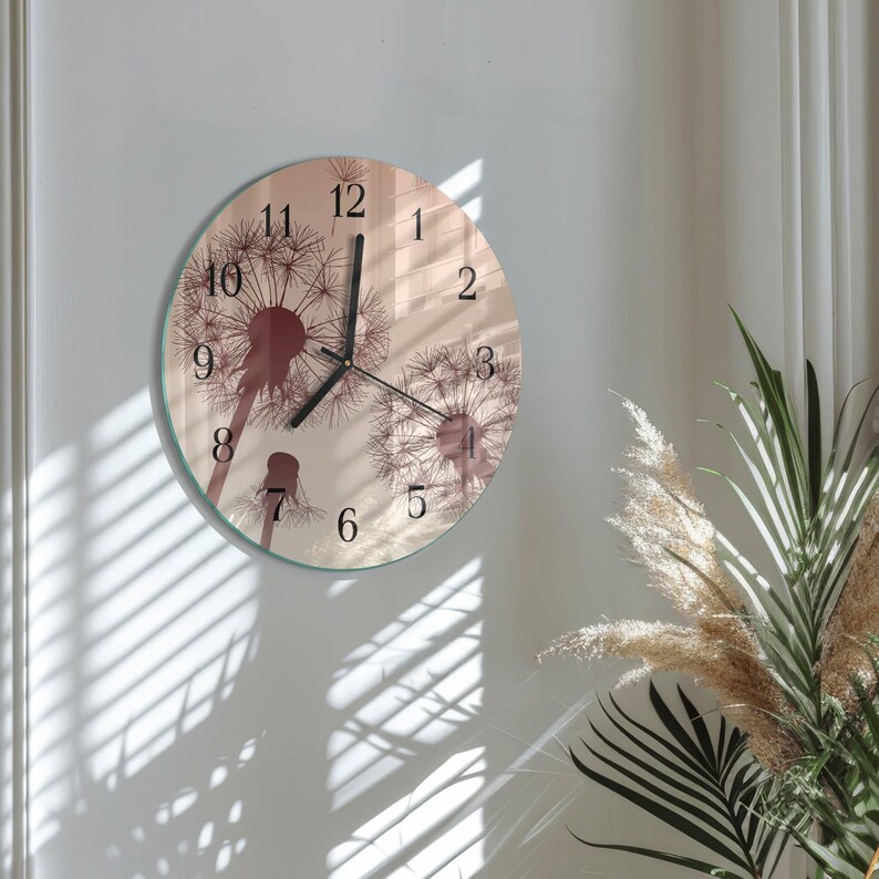 Dandelion Custom Wall Clock, Orange Glass Modern Wall Clock - Square or ...