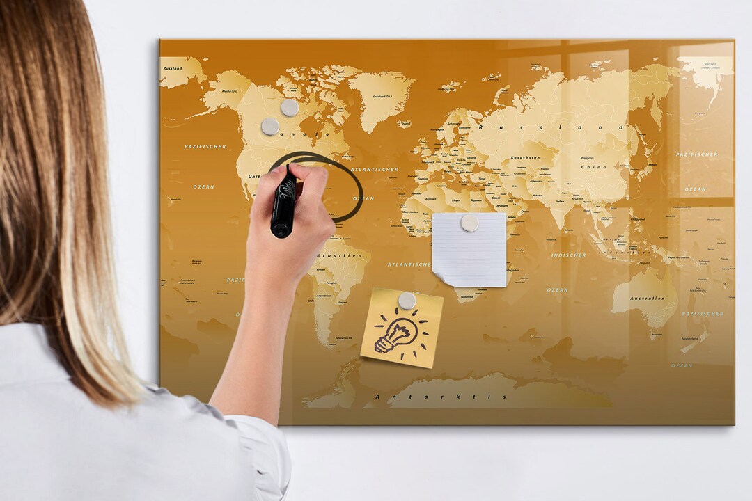 World Map Magnetic Board, Visited Countries Map, Golden Places You've ...