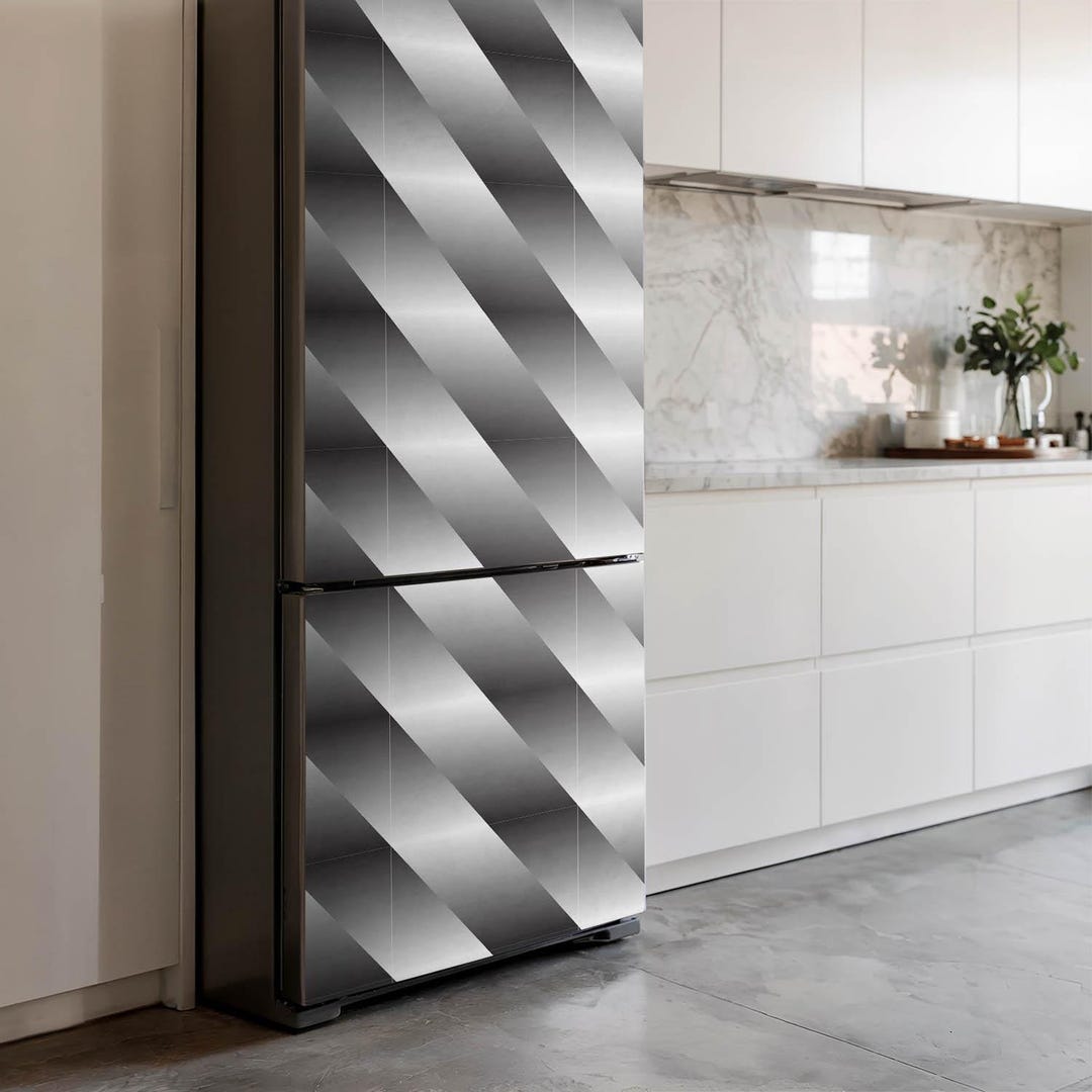 Dynamic Lines in Motion Fridge Magnetic Decal, Black and White Modern ...