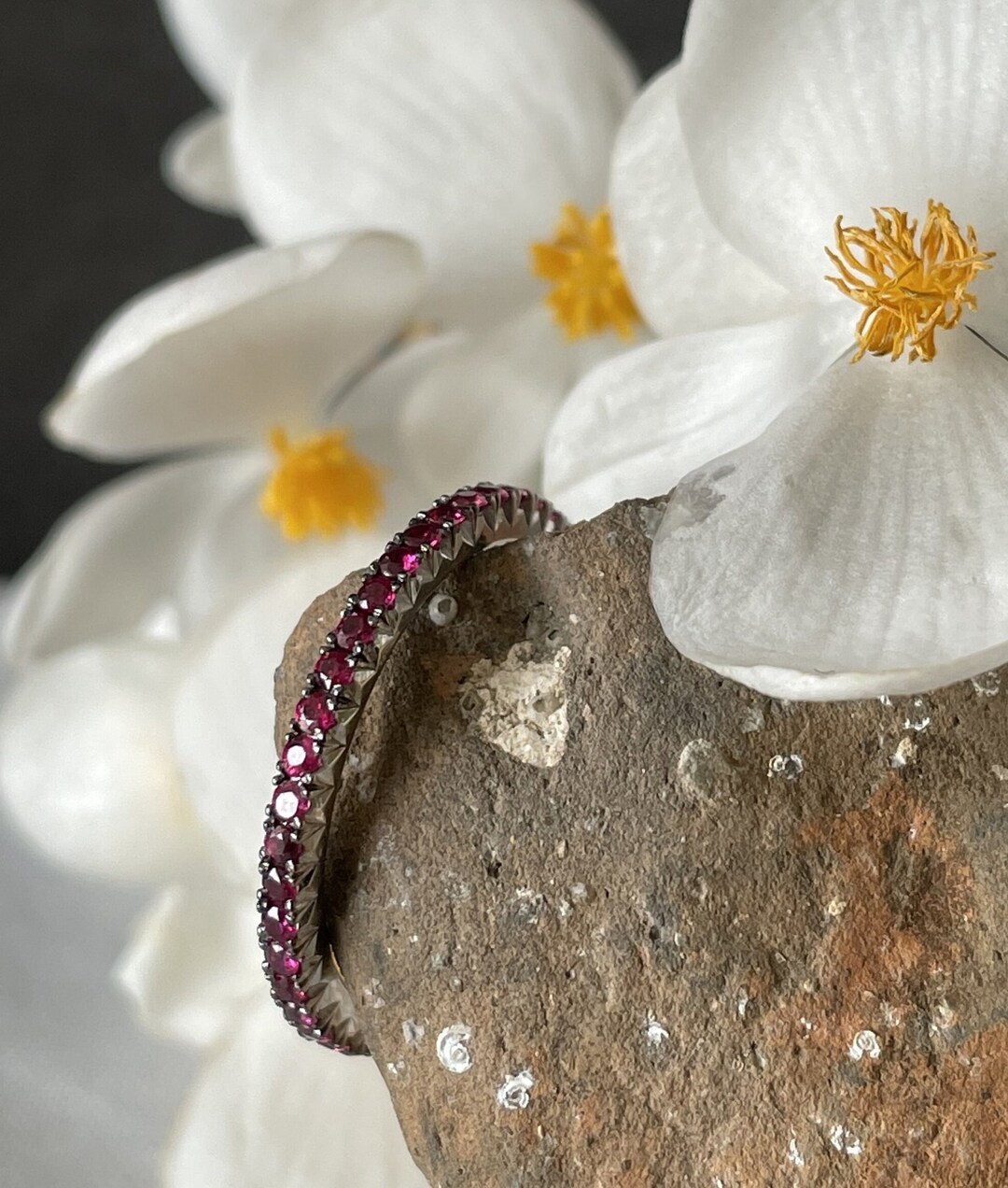 Ruby Fishtail Eternity Band, Full Micro Pave Eternity, Wedding Band ...