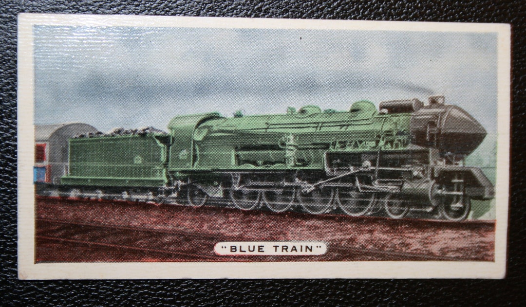 Vintage Railway Card Blue Train French Express Steam Train Original ...