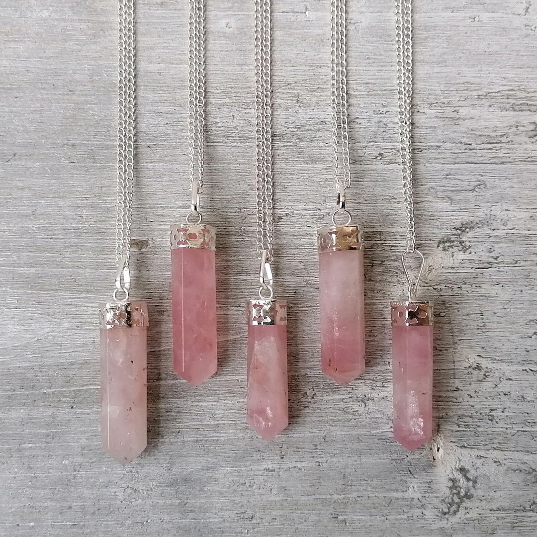 Rose Quartz Pendant Necklace Polished Crystal Jewellery Gemstone ...