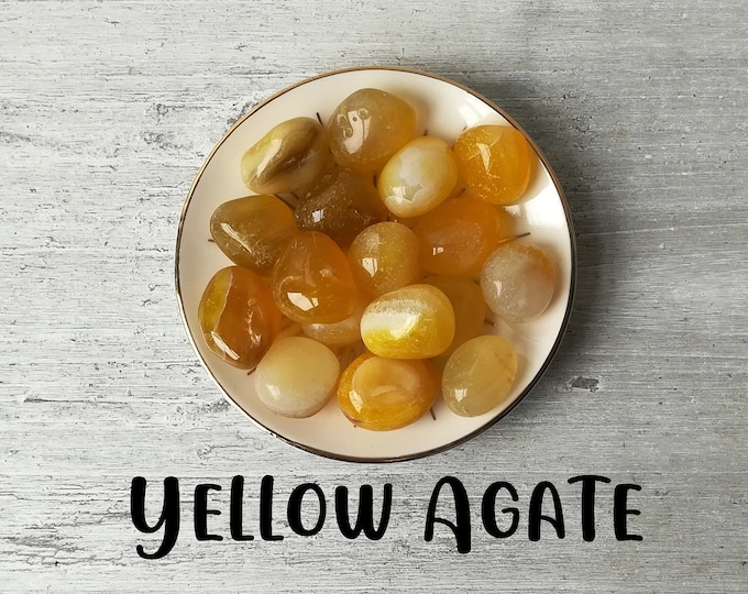 Yellow Agate Tumbled Stone Tumbled Stones Tumblestone Tumbled Gemstone ...