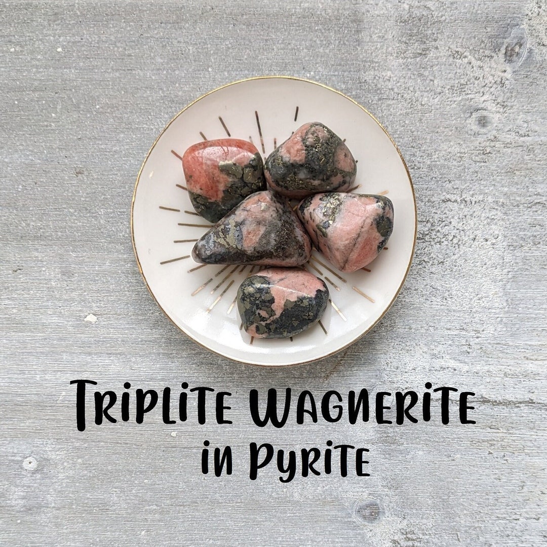 Triplite Wagnerite in Pyrite Tumbled Stone Rare Combination Stones ...