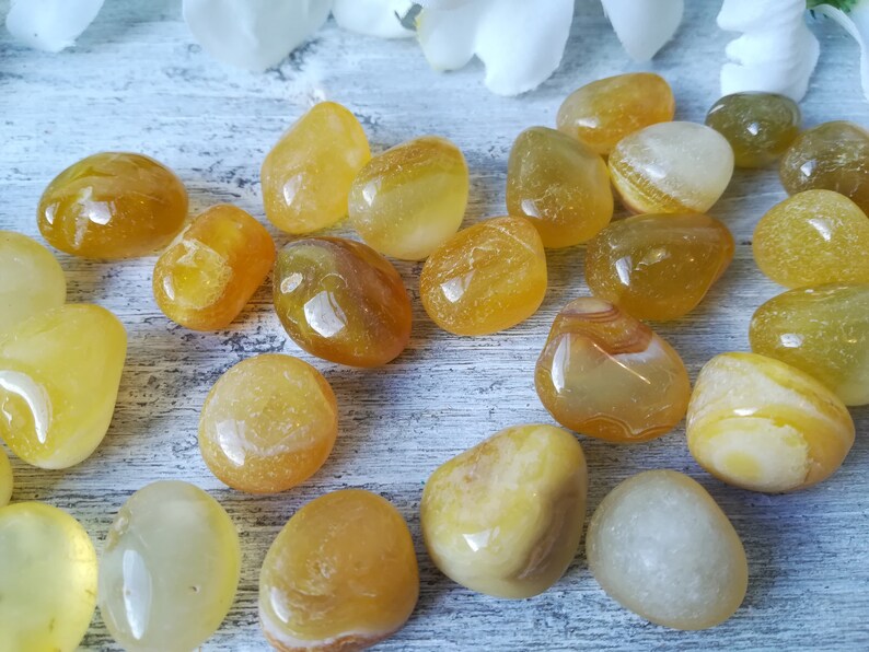 Yellow Agate Tumbled Stone Tumbled Stones Tumblestone | Etsy