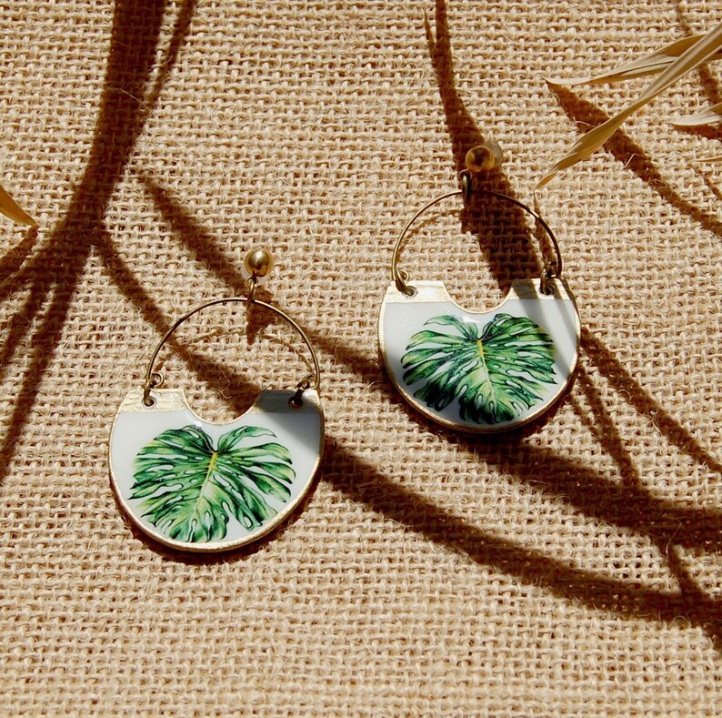 Nature Jewelry Monstera Statement Earrings Plant Earrings | Etsy