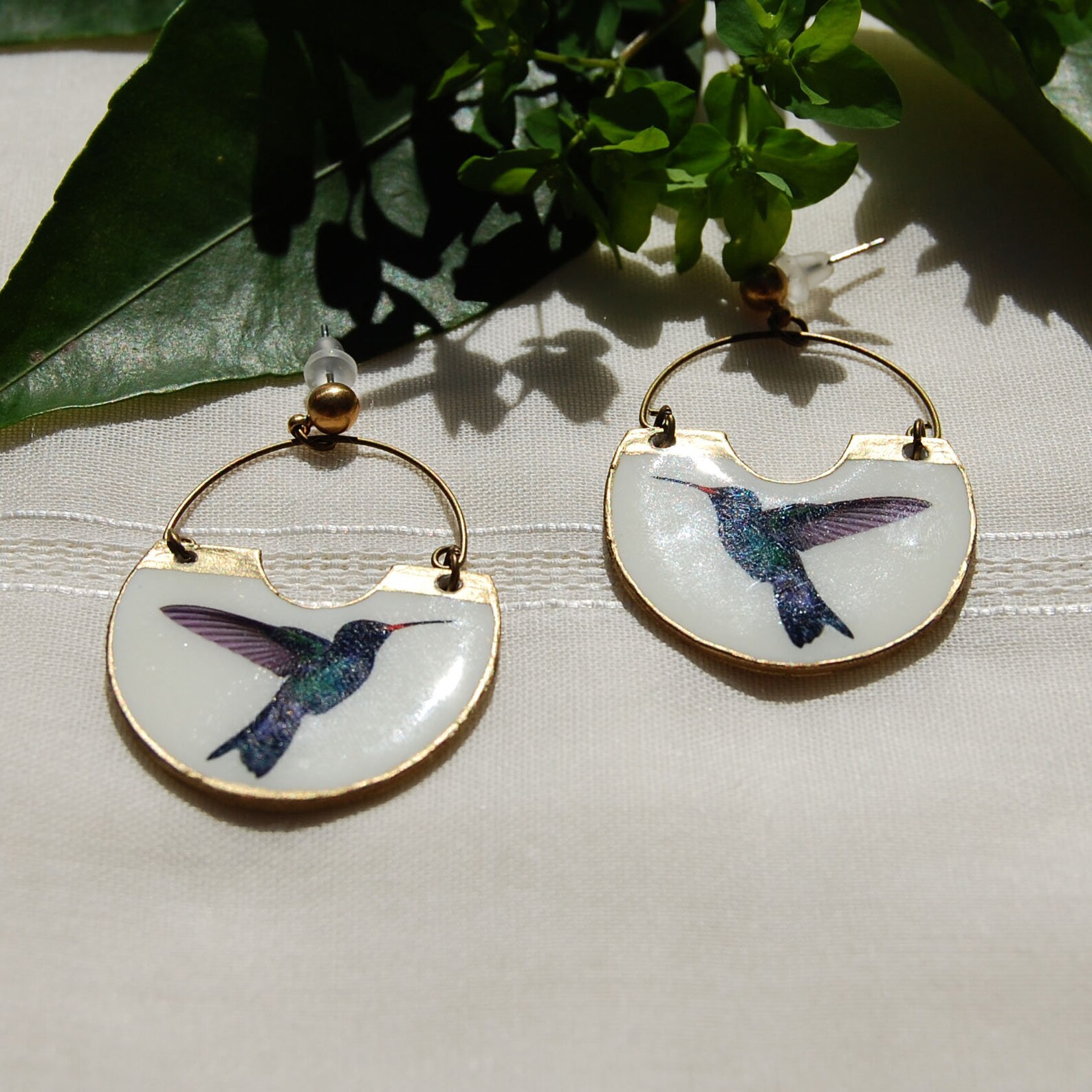 Hummingbird Hoop Earrings Nature Earrings Bird Lovers | Etsy