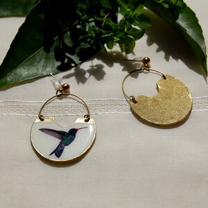Hummingbird Hoop Earrings, Nature Earrings, Bird Lovers Earrings, Wood ...
