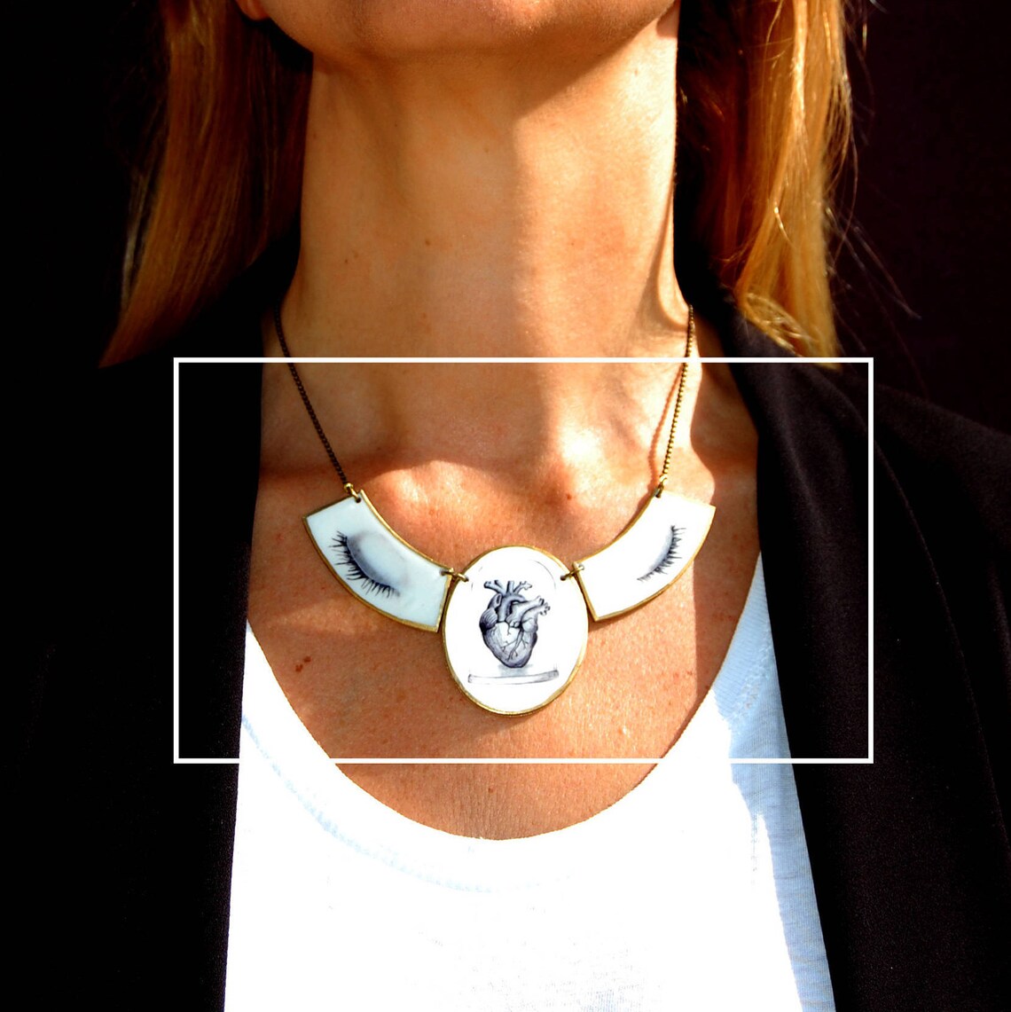 Wearable Art Necklace, Bib Necklace, Black White, Contemporary Necklace ...