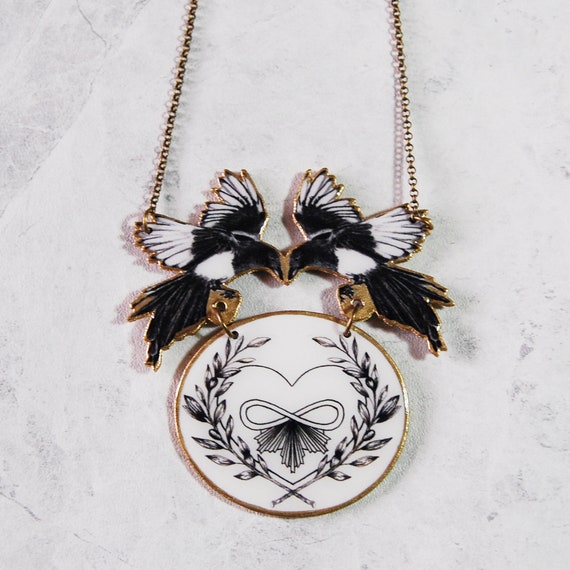 Magpie Witch Necklace Magpies Love Heart Birds Flyingsacred | Etsy