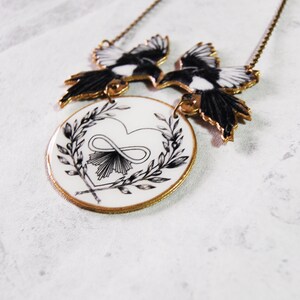 Magpie Witch Necklace Magpies Love Heart Birds Flyingsacred - Etsy